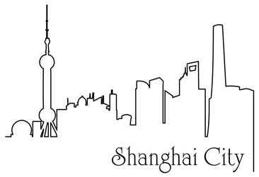 One single line drawing shanghai city skyline Vector Image