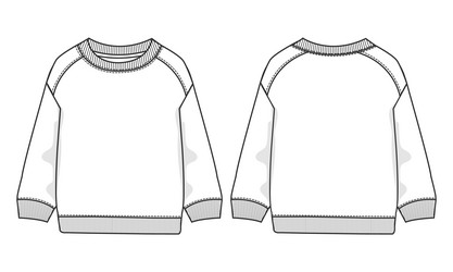 Fleece jacket tecnical fashion flat sketch Vector Image