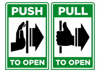 Push and pull stickers set Royalty Free Vector Image