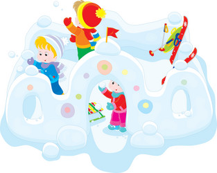 Suburban house covered snow Royalty Free Vector Image