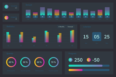 Dashboard with infographic elements charts Vector Image