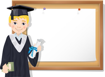 Young boy graduate student in graduation cap Vector Image