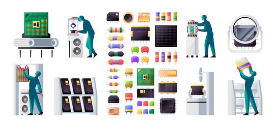 Semiconductor manufacturing process circuits Vector Image