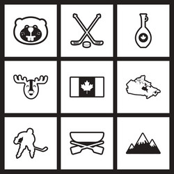 Assembly stylish black and white icons canada Vector Image