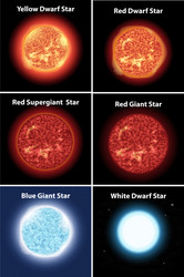 Different types stars in dark space Royalty Free Vector