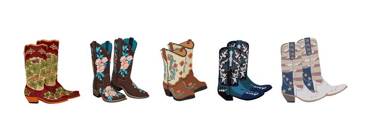 Cowboy boots black isolated on white Royalty Free Vector