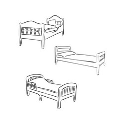 Black outline bed on white background sketch Vector Image