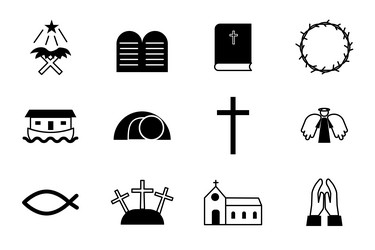 Christianity related icons thin icon set black Vector Image