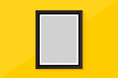 Realistic hanging photo frames yellow color new Vector Image