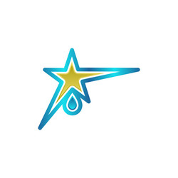 Star clean logo gold star icon with water drop Vector Image