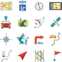 Map with places icons Royalty Free Vector Image