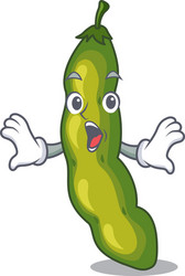 Crying cartoon fresh green beans for cooking Vector Image