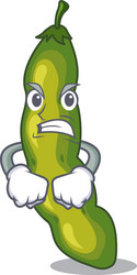 Crying cartoon fresh green beans for cooking Vector Image