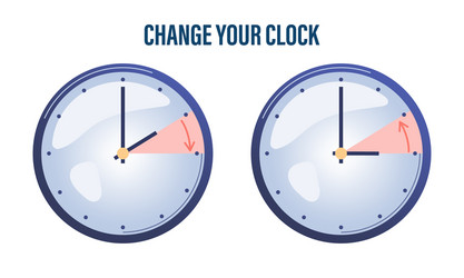 Change your clock turning to summer or winter Vector Image