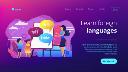 Computer programming camp concept landing page Vector Image