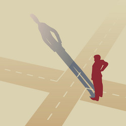 Man at crossroads Royalty Free Vector Image - VectorStock