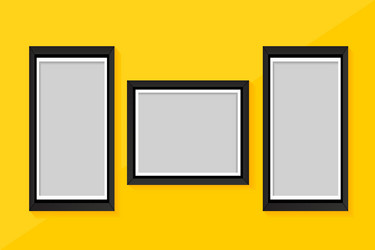 Realistic hanging photo frames with yellow color Vector Image