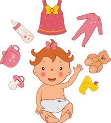 Baby characters in different activity child Vector Image