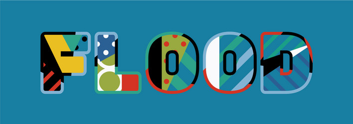 Flood concept retro colorful word art Royalty Free Vector