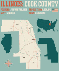 Map of cook county in illinois Royalty Free Vector Image