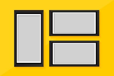 Realistic hanging photo frames with yellow color Vector Image