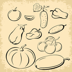 Vegetables pictograms set Royalty Free Vector Image