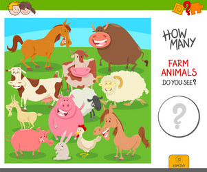 Guess farm animals activity Royalty Free Vector Image