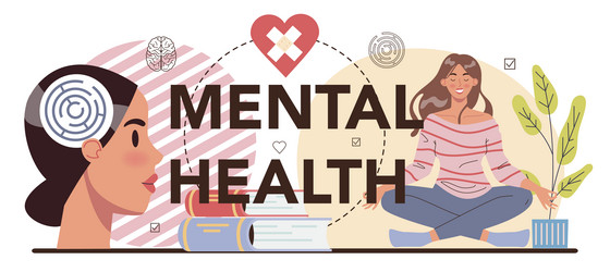 Psychology typographic header mental health Vector Image