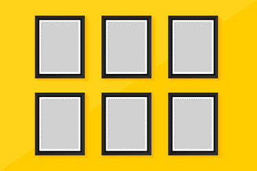 Realistic hanging photo frames with yellow color Vector Image