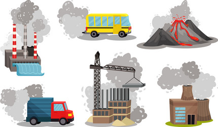 Set images air pollution sources Royalty Free Vector Image