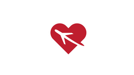 Airplane symbol in shape heart Royalty Free Vector Image