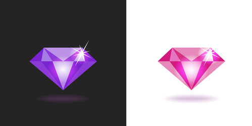 Gem diamond stone icon green blue red pink purple Vector Image