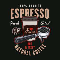 Espresso coffee round emblem logo badge Royalty Free Vector
