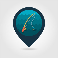 Fishing rod pin map icon summer vacation Vector Image