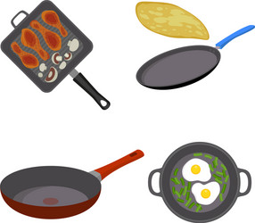 Realistic Griddle Icon Set Royalty Free Vector Image
