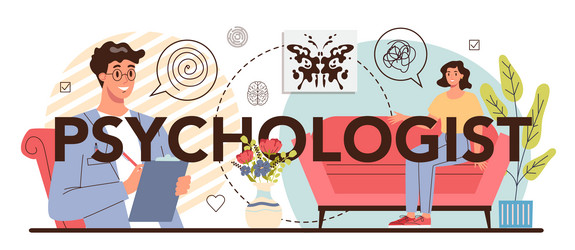 Psychology typographic header mental health Vector Image