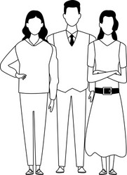 Cartoon man and two women standing Royalty Free Vector Image