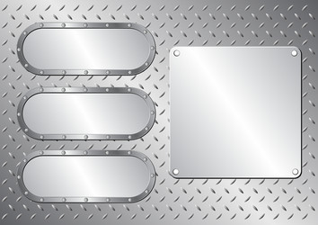 Metal perforated background with oval steel menu Vector Image