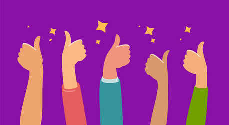 Thumb up feedback successful office people Vector Image