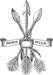 Native american indian arrow with wording wild Vector Image