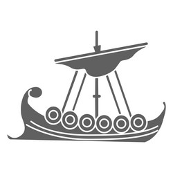 Red sail shield ship black Royalty Free Vector Image