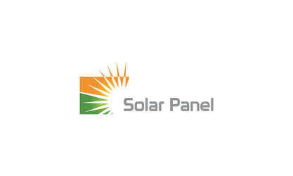 Solar panel sun energy company logo Royalty Free Vector