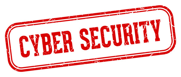 Cyber security sign grunge red Royalty Free Vector Image