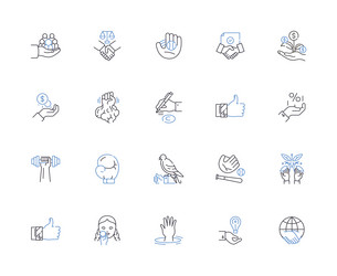 Hands outline icons collection grip grasp Vector Image