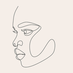 Line art woman face drawing black afro Royalty Free Vector
