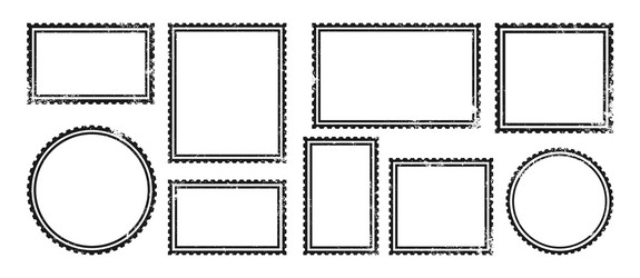 Blank postage stamps different shapes set Vector Image