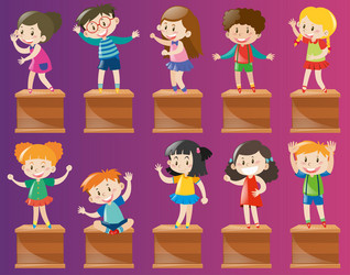 Set of children designs with different pose Vector Image