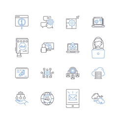Virtual machine line icons collection hypervisor Vector Image