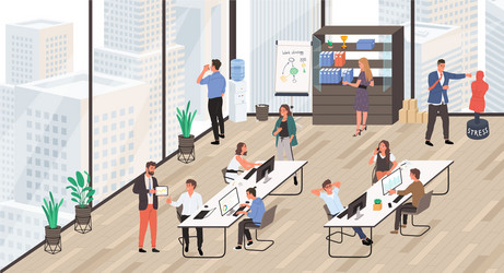 Group office workers at workplace flat cartoon Vector Image