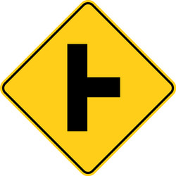 Warning signs skewed side road junction on right Vector Image